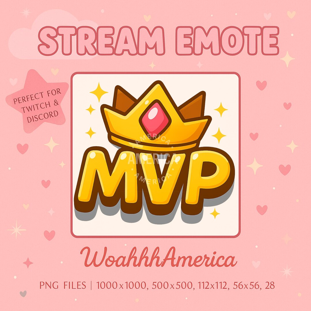 MVP Crown Emote – 3D Glossy Gold Badge for Twitch, Youtube, Discord - Etsy