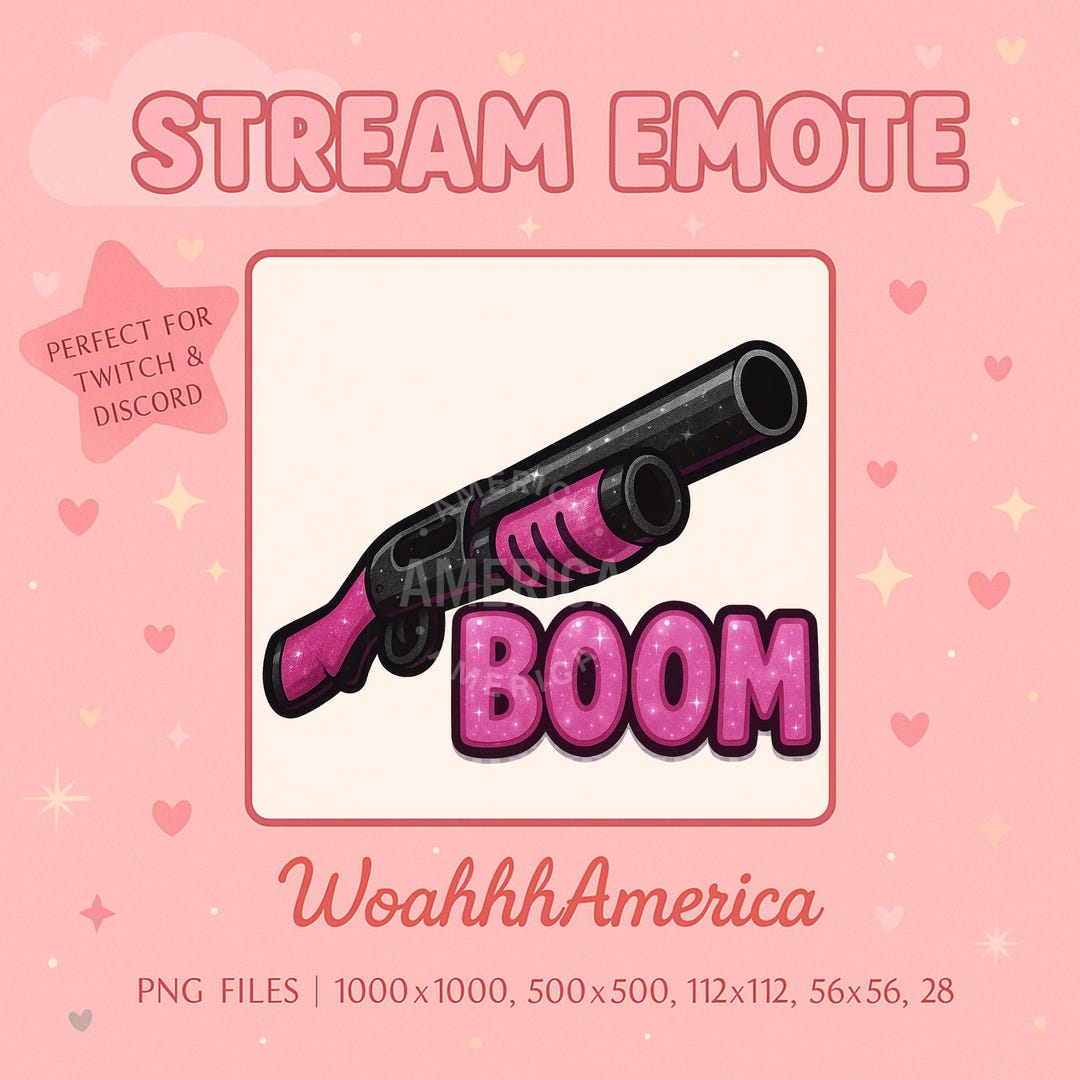 Shotgun Boom Twitch Emote | Cute Pink Gamer Emote PNG for Stream & Etsy ...
