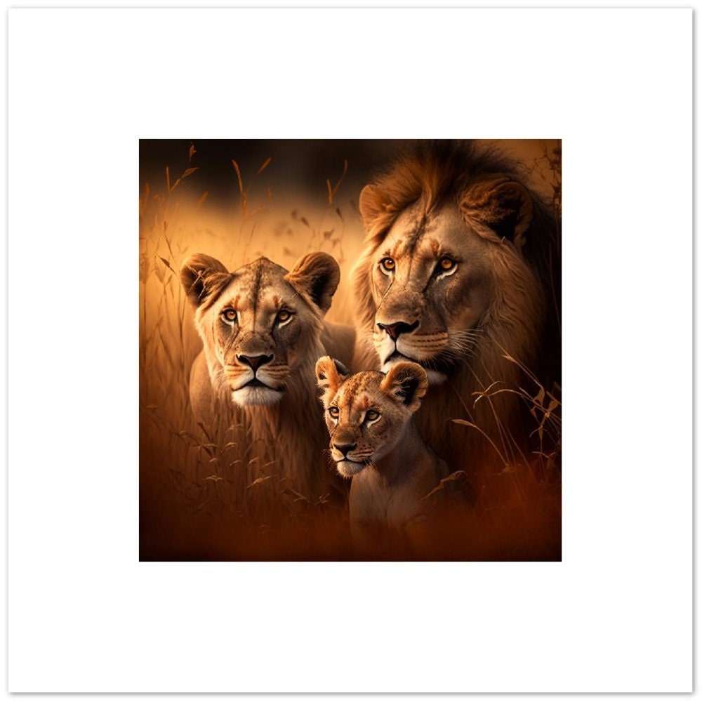 Lion Family Poster - Etsy