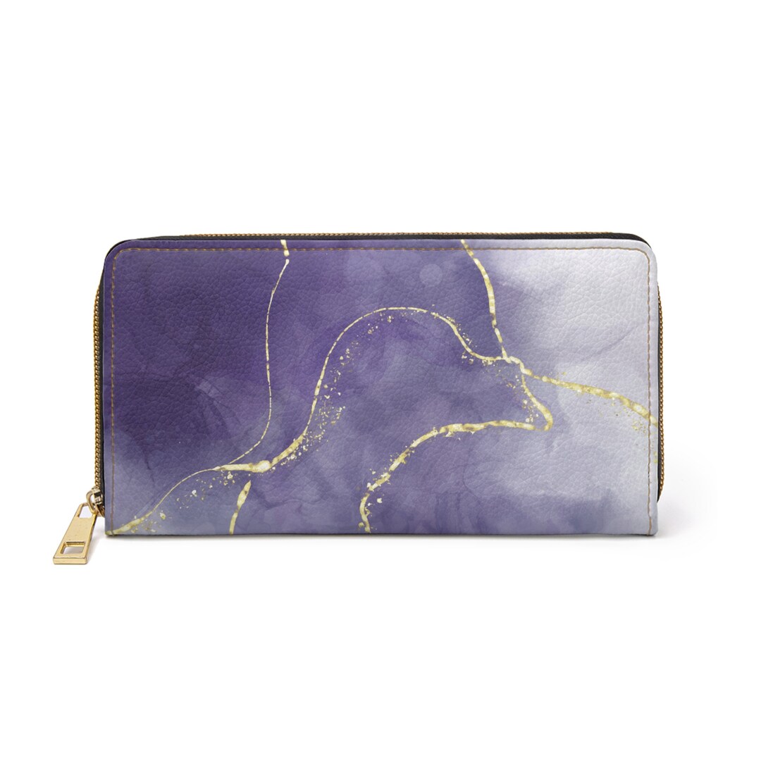 Purple Geode Zipper Wallet, Zipper Wallet Women, Abstract Geode Wallet ...