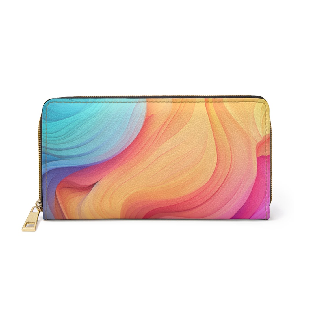 Colorful Waves Zipper Wallet, Zipper Wallet Women, Rainbow Wallet ...
