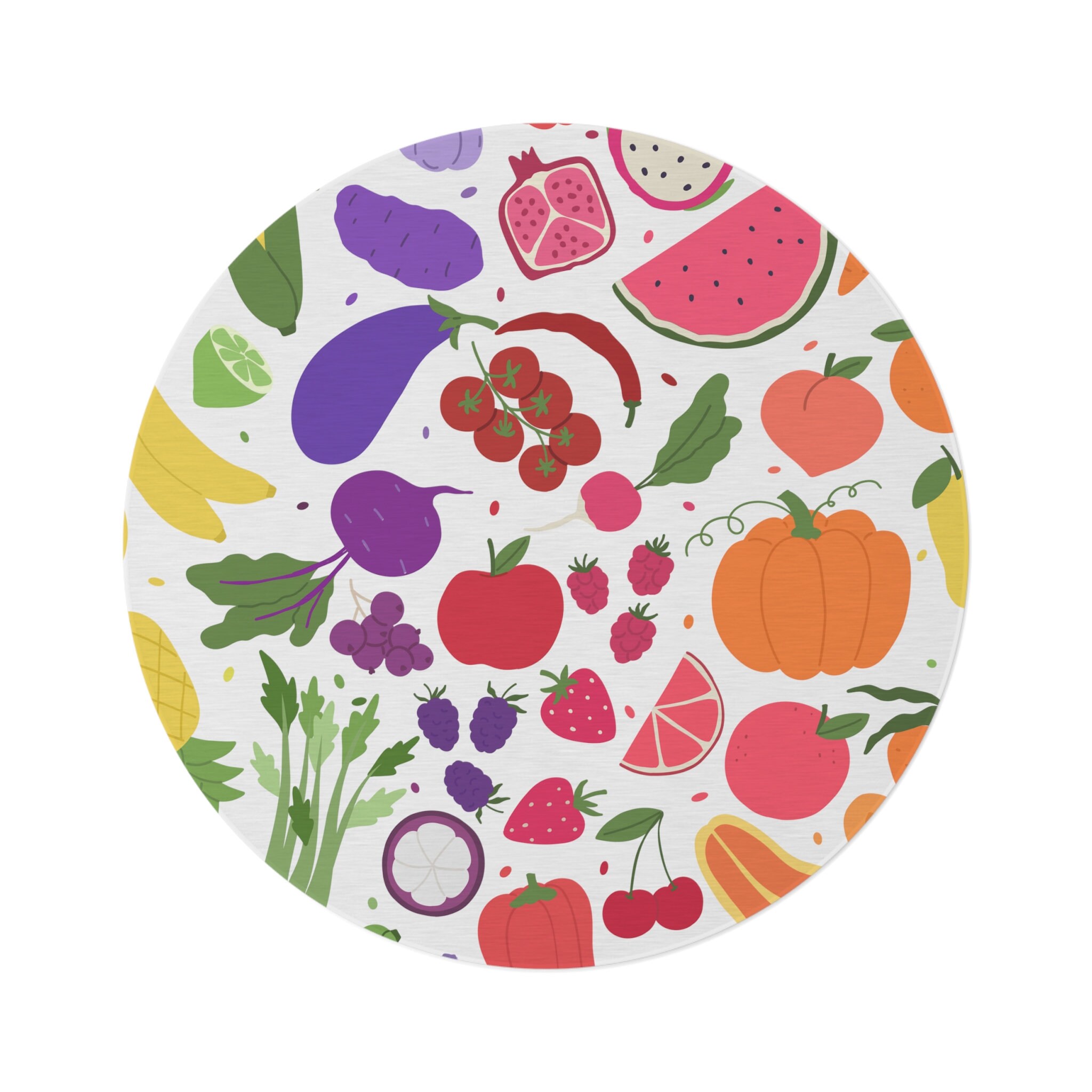 Rainbow Fruits and Vegetables Round Rug - Circle Rug With Veggies and ...