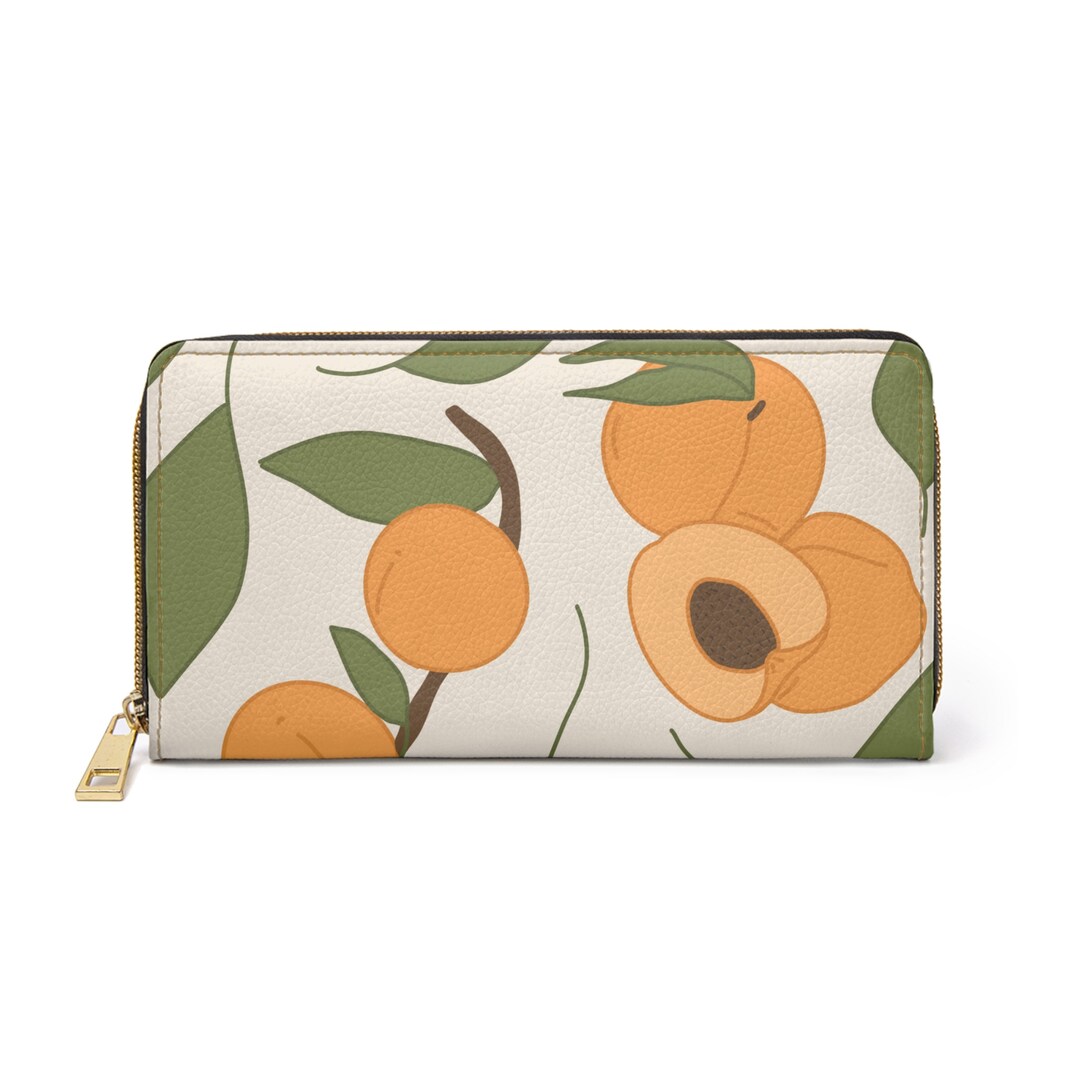 Apricot Zipper Wallet, Zipper Wallet for Women, Fruit Wallet Clutch ...