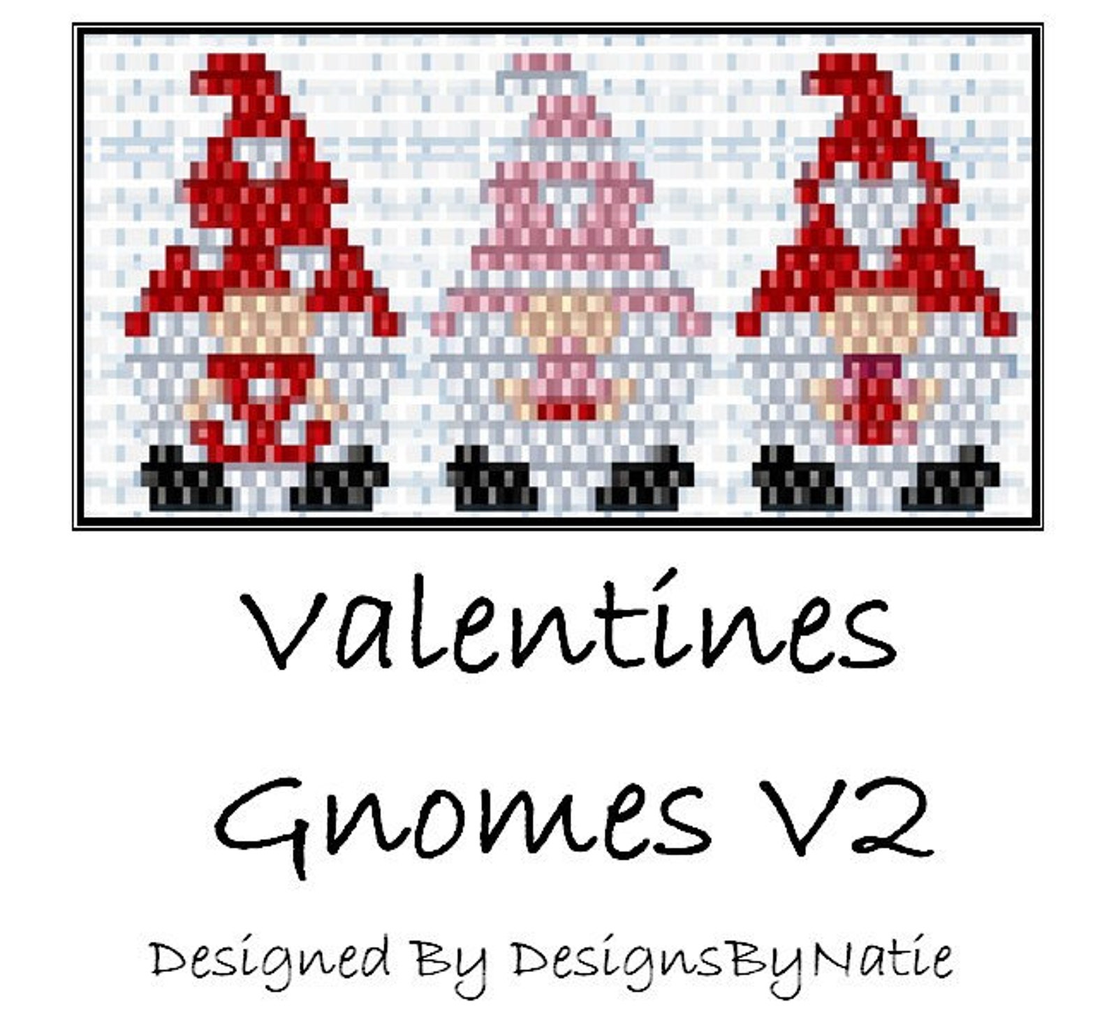 Valentines Gnomes V2 Bead Pattern 3 Piece, Brick Stitch Pattern, Beaded ...