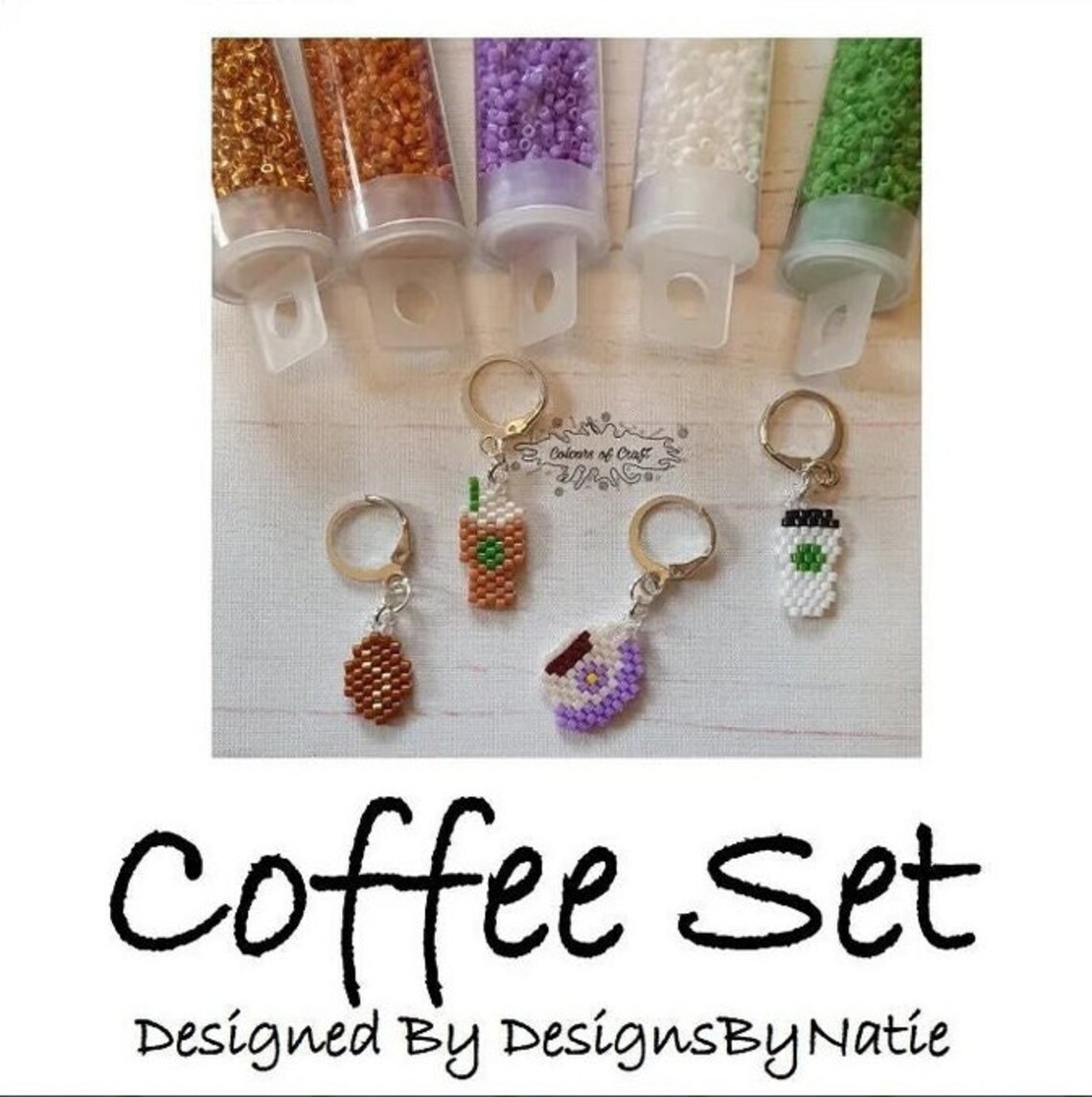 Coffee Set Bead Pattern 4 Piece, Brick Stitch Pattern, Beaded Jewelry ...