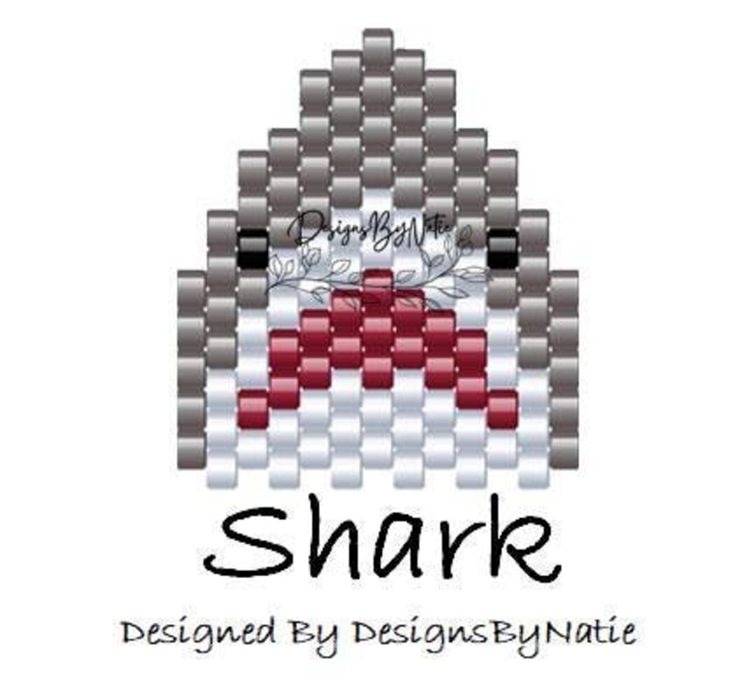 Shark Bead Pattern, Brick Stitch Pattern, Beaded Jewelry Charm Accessories, PDF Digital Download ...