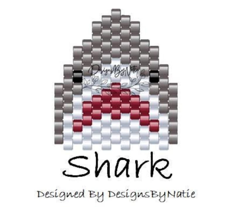 Shark Bead Pattern, Brick Stitch Pattern, Beaded Jewelry Charm ...