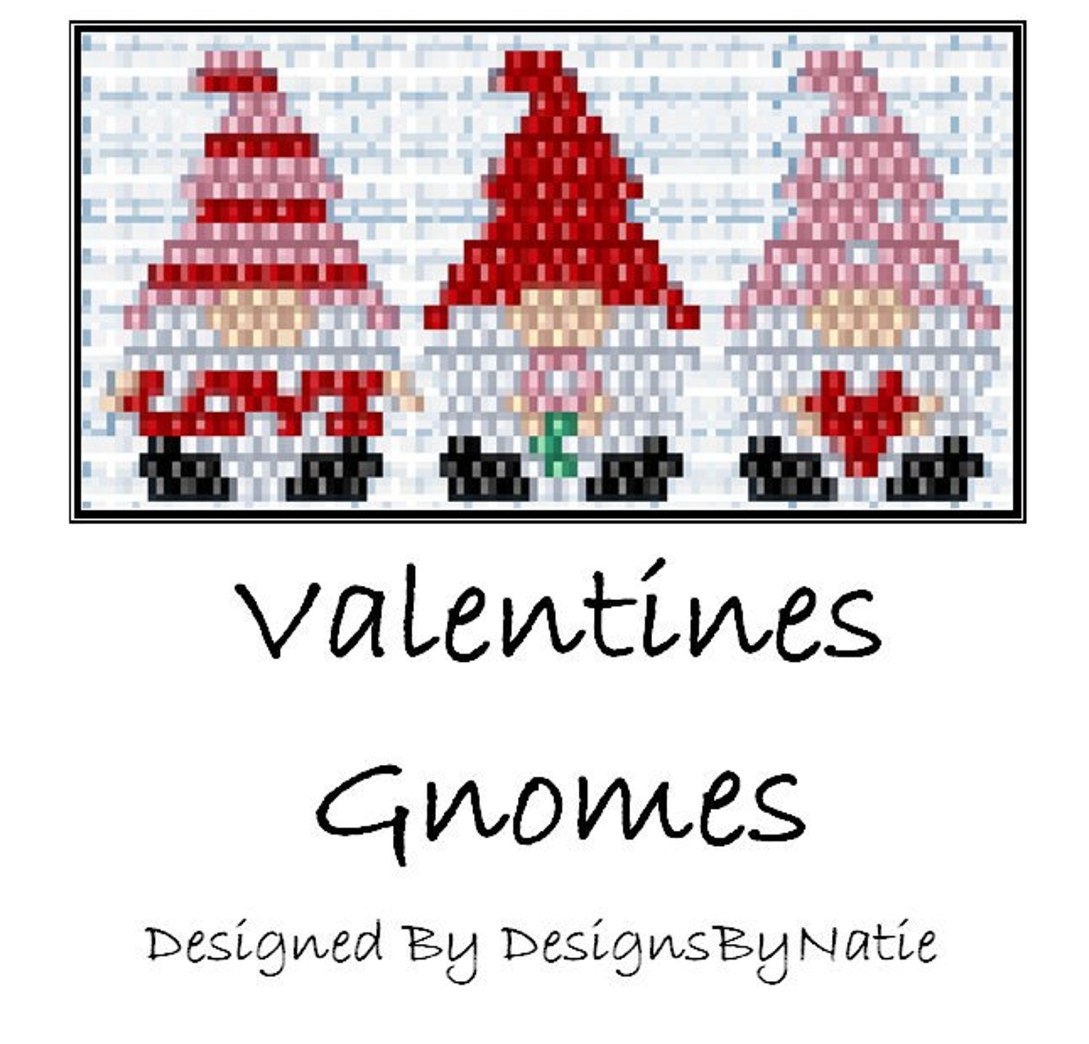 Valentines Gnomes Bead Pattern 3 Piece, Brick Stitch Pattern, Beaded ...