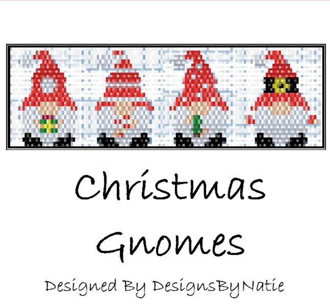 Christmas Gnomes Bead Pattern 4 Piece, Brick Stitch Pattern, Beaded ...