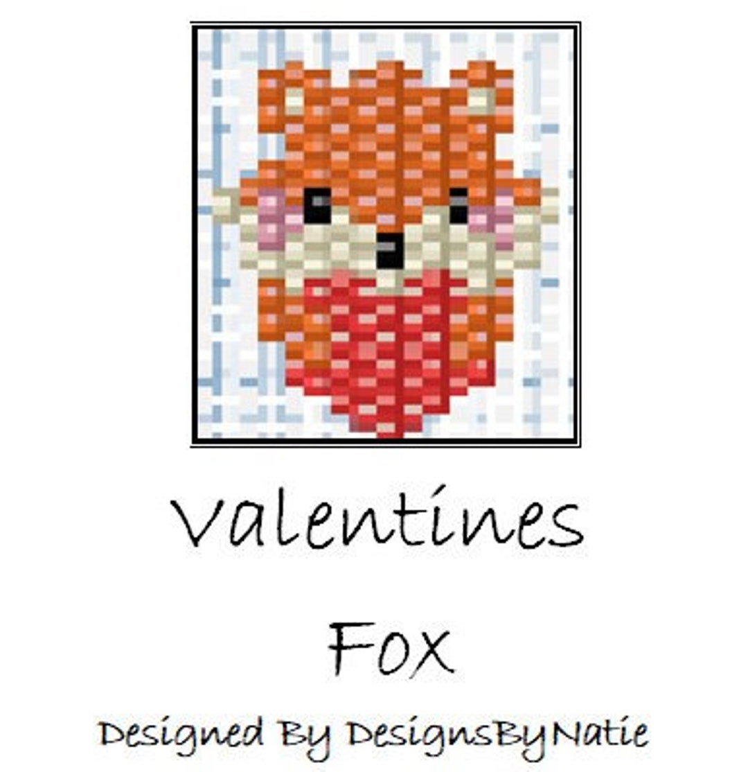 Valentines Fox Bead Pattern, Brick Stitch Pattern, Beaded Jewelry Charm Accessories, PDF Digital ...