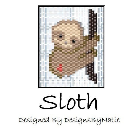 Sloth Bead Pattern, Brick Stitch Pattern, Beaded Jewelry Charm ...