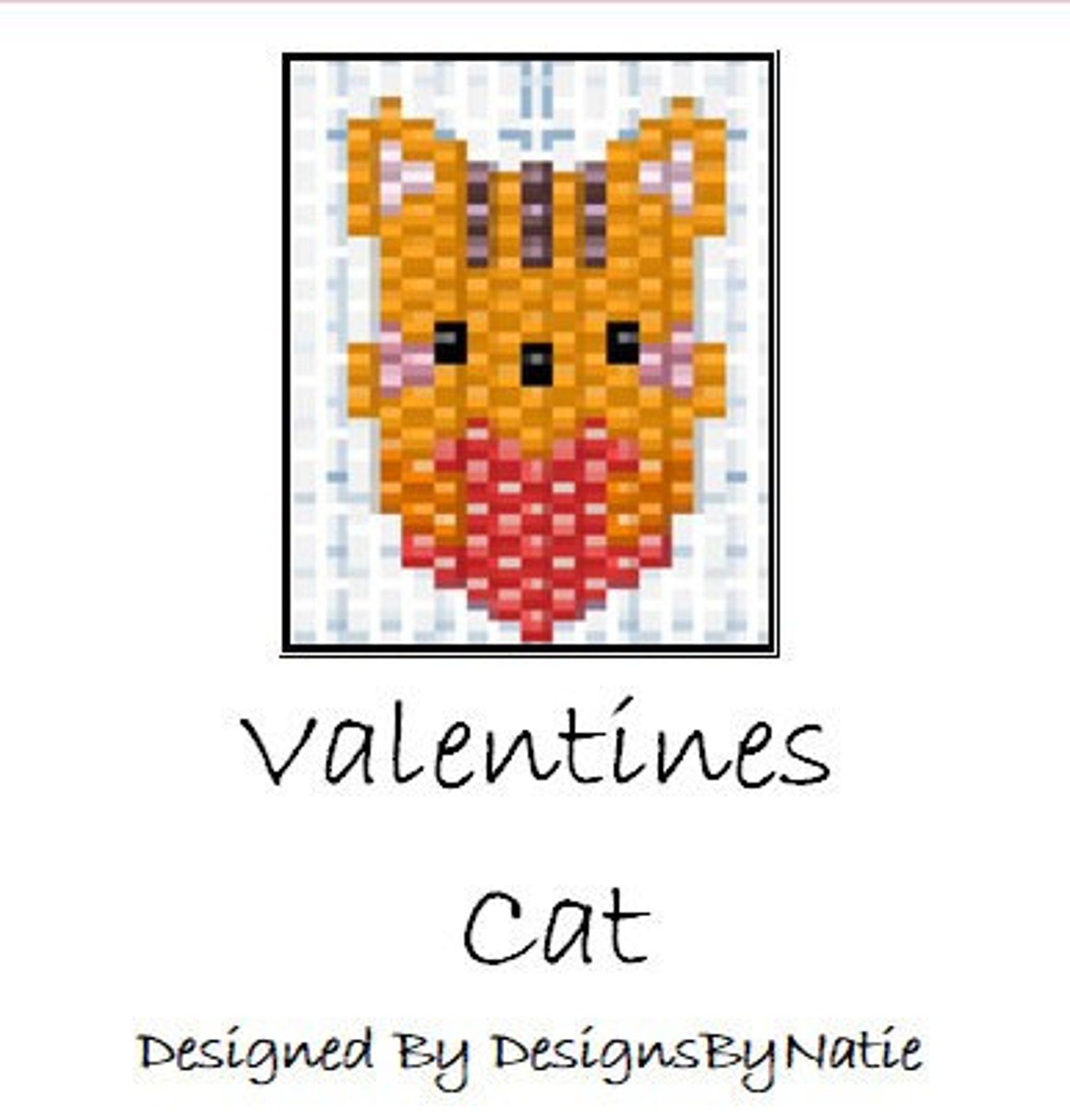 Valentines Cat Bead Pattern, Brick Stitch Pattern, Beaded Jewelry Charm ...
