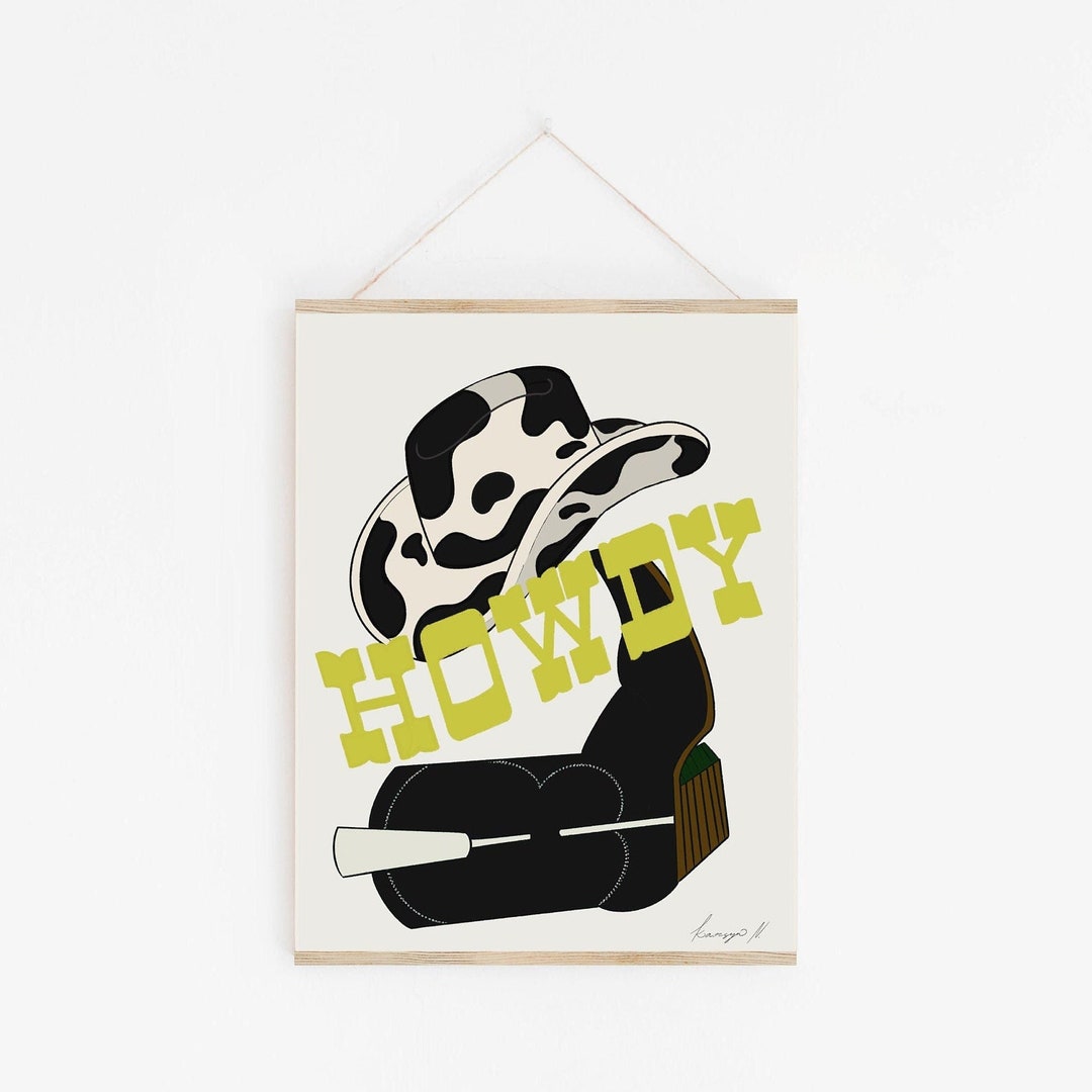 Howdy Wall Art | Cowboy Art Print, Western Art, Retro Wall Art, Western ...