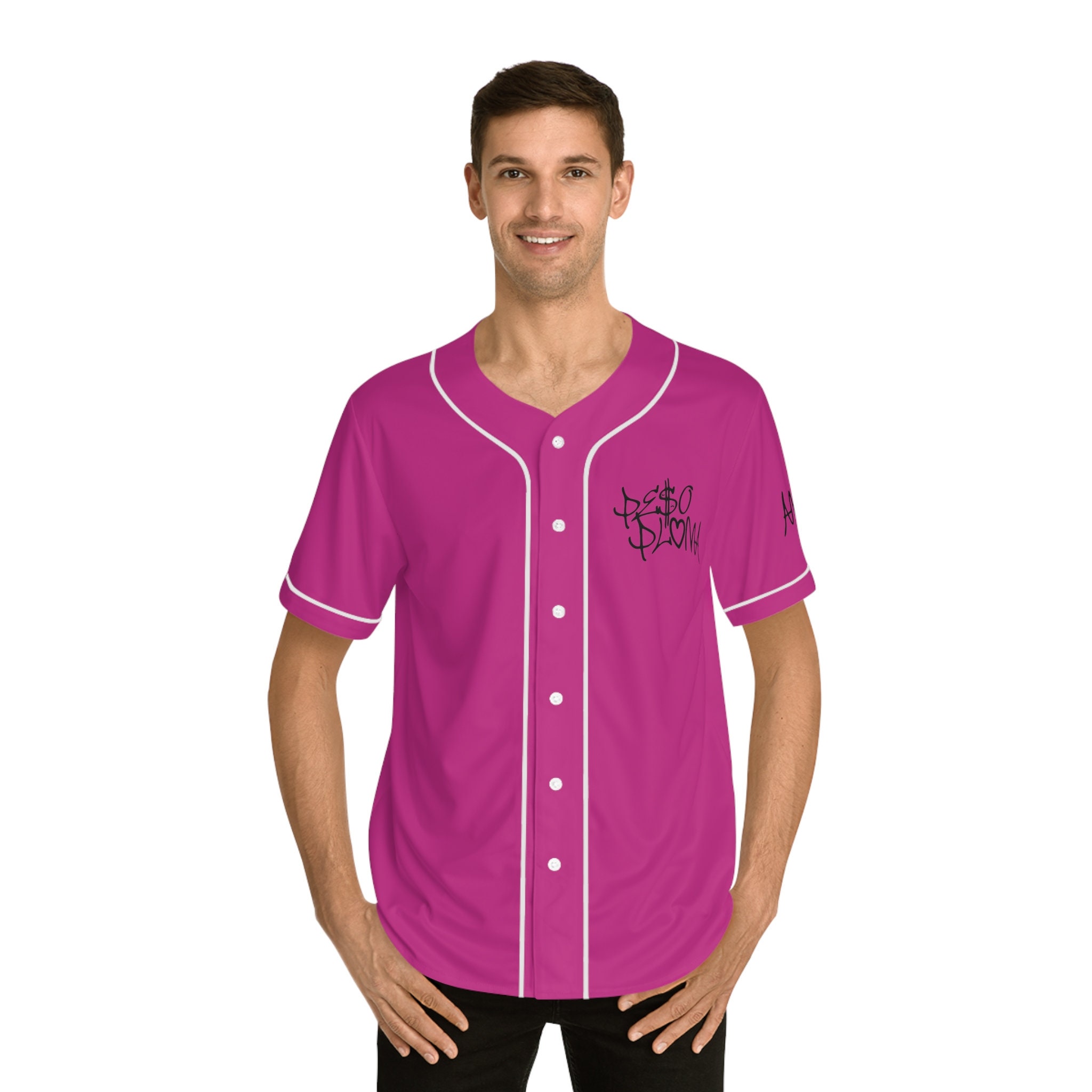 Peso Pluma Pink Jersey, Peso Pluma Mens Jersey, Peso Pluma Baseball Jersey