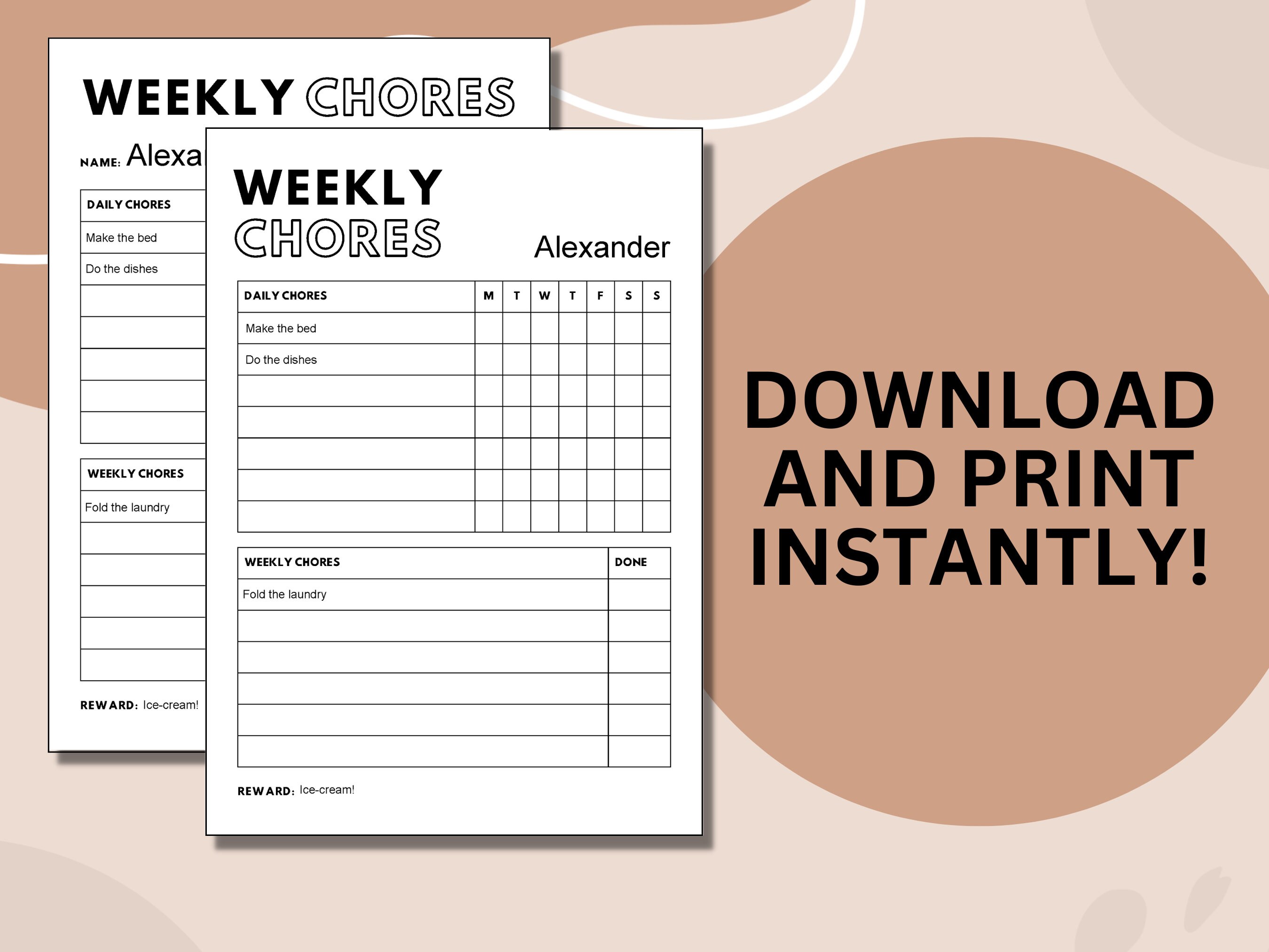 Chore Chart Chore Chart for Kids Weekly Chore Chart Editable PDF PDF ...