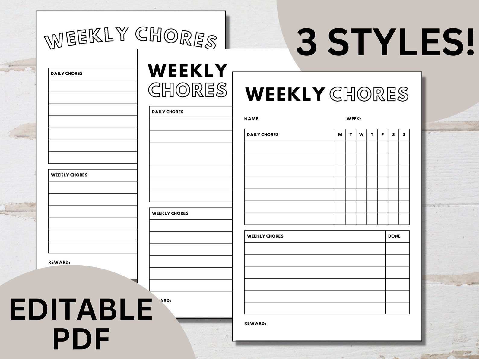 Chore Chart Chore Chart for Kids Weekly Chore Chart Editable PDF PDF ...