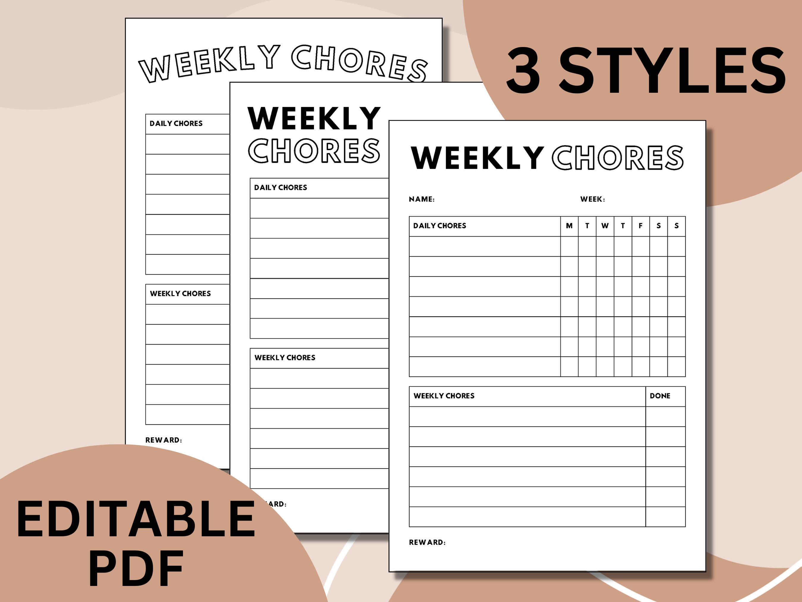Chore Chart Chore Chart for Kids Weekly Chore Chart Editable PDF PDF ...