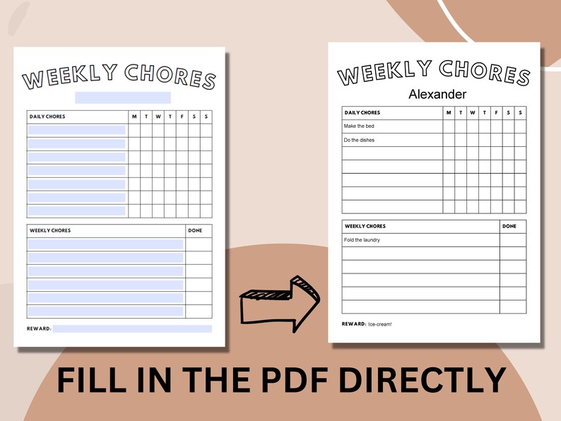 Chore Chart | Chore Chart for Kids | Weekly Chore Chart | Editable PDF ...