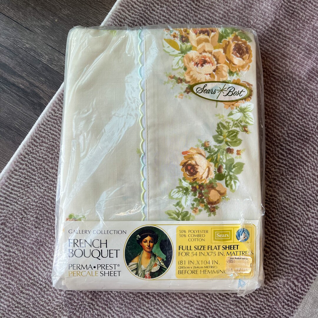60s Vintage Deadstock Sears Full Size Flat Sheet - Etsy