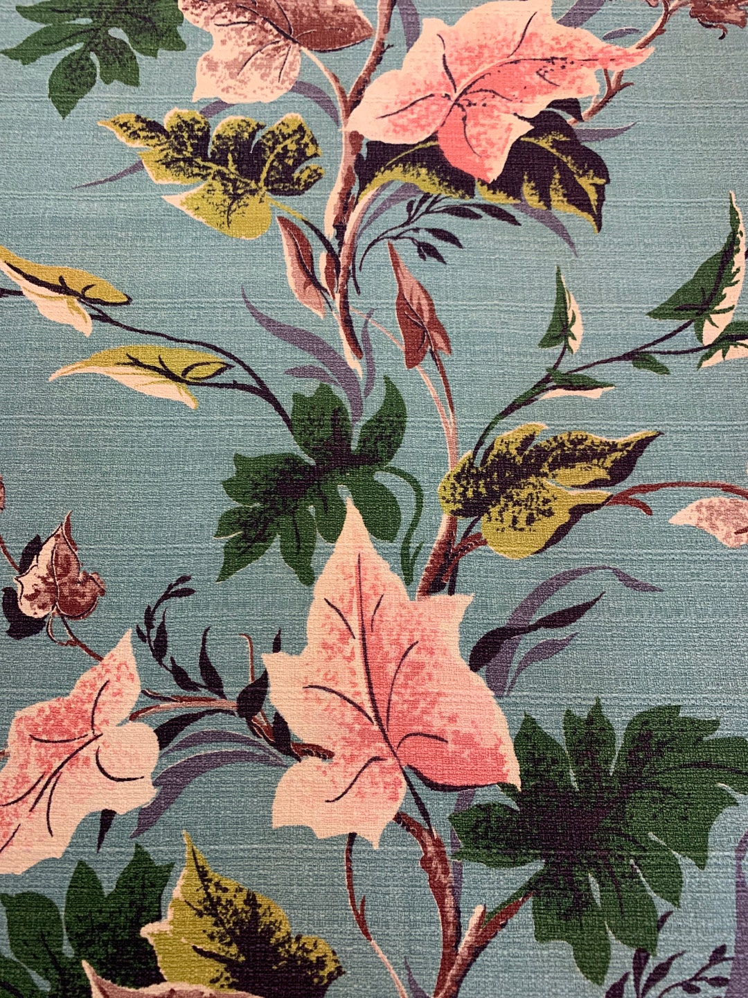Funky 50’s Floral Barkcloth Piece - Etsy