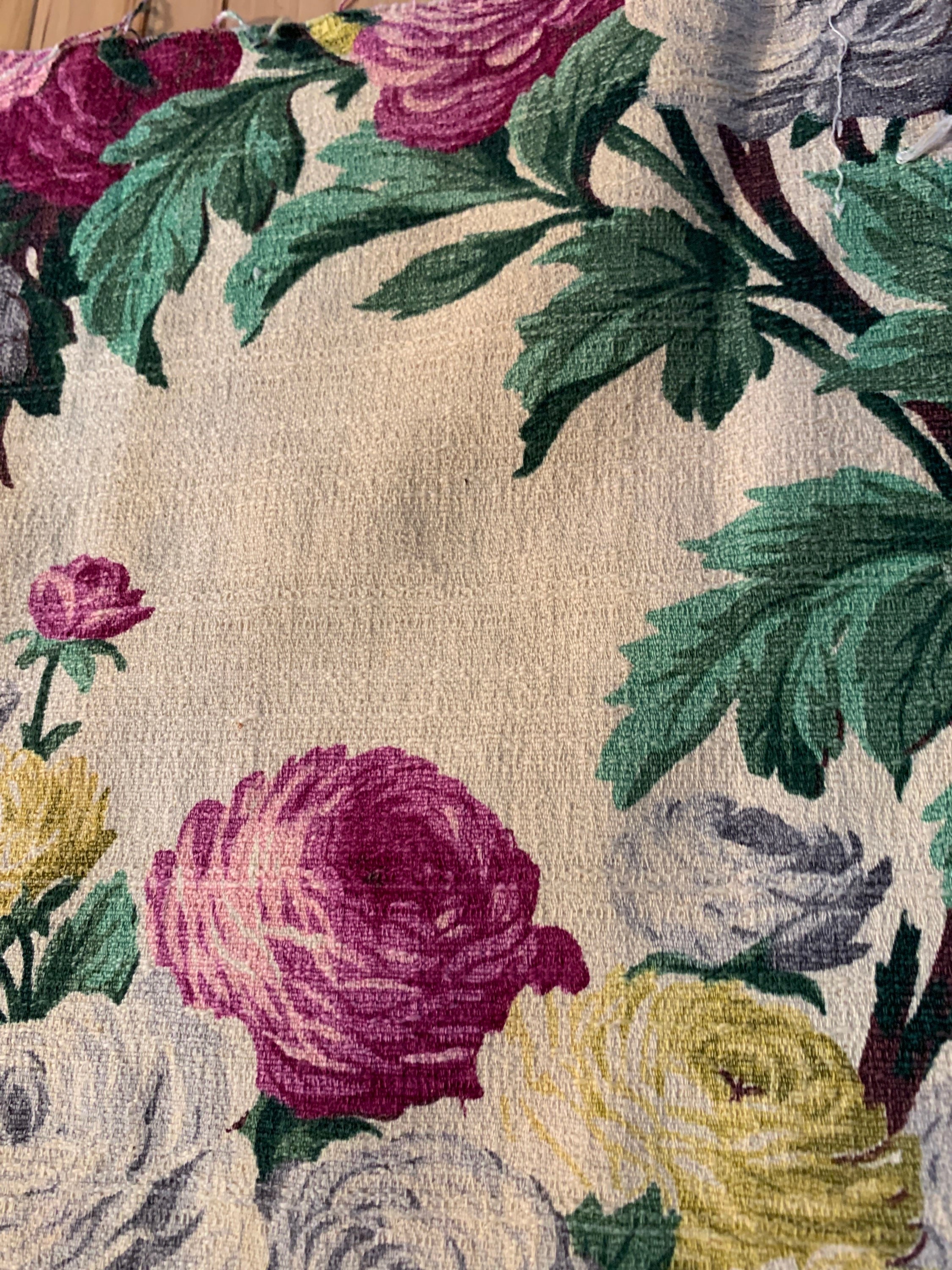 Cabbage Rose Barkcloth Lg. Curtain Panel - Etsy