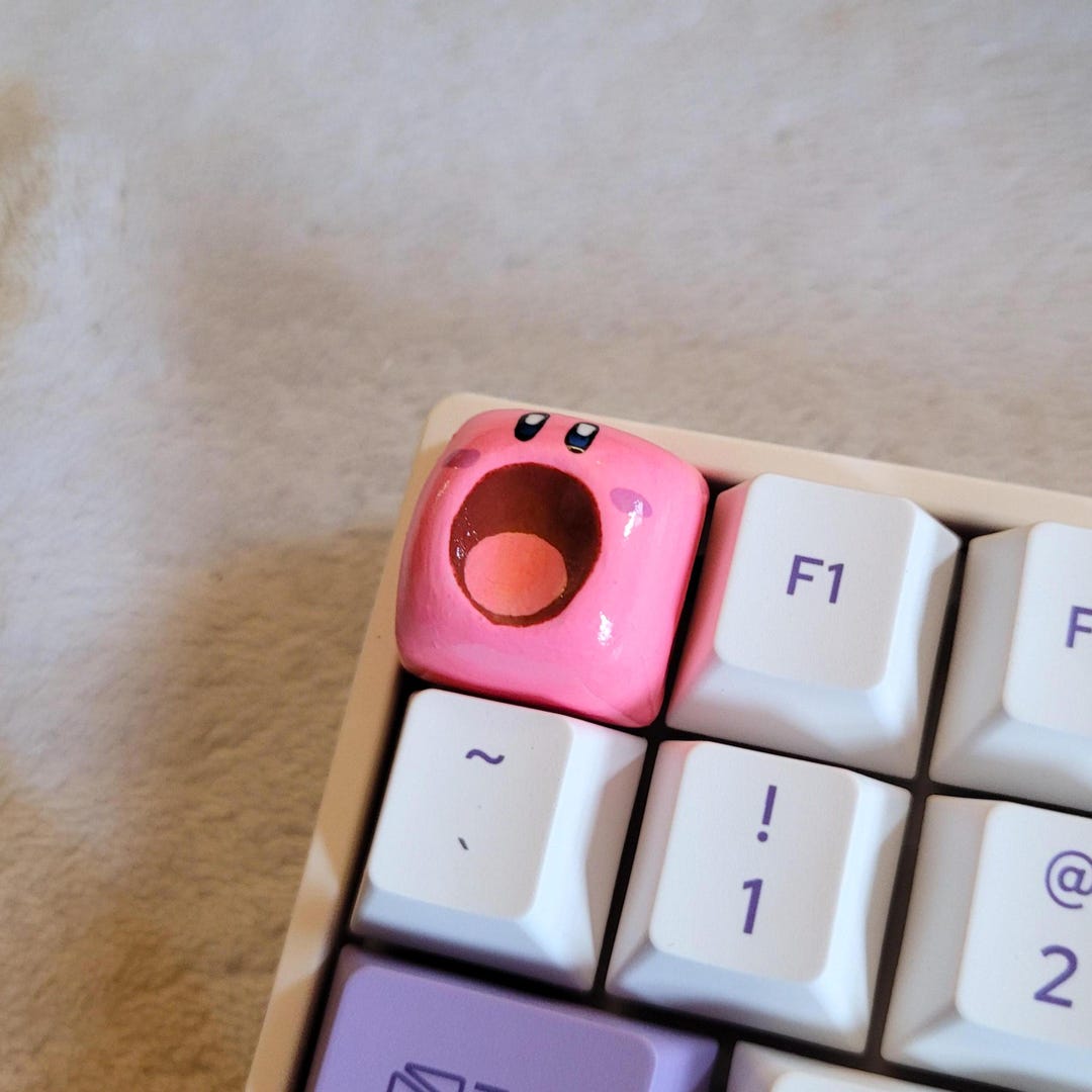 Kirby Keycap, Custom Artisan Keyboard Key, Handmade Polymer Clay Figure ...