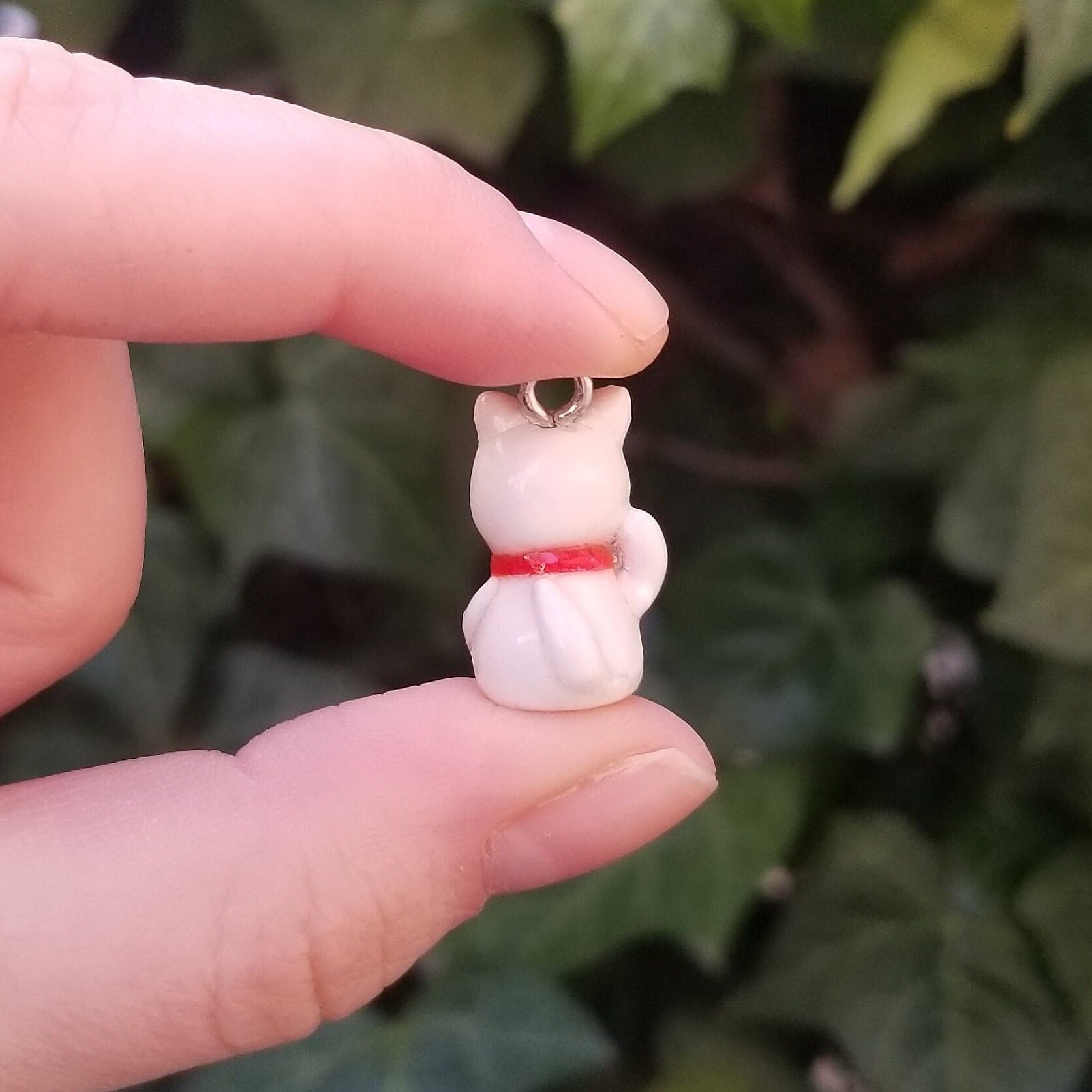 Lucky Cat Charm, Handmade Clay Keychain Figure - Etsy