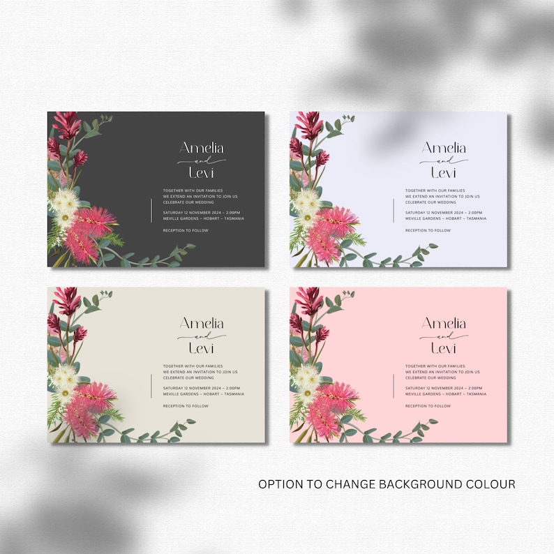 Wedding Invitation, Australian Native Flowers, INSTANT DOWNLOAD ...