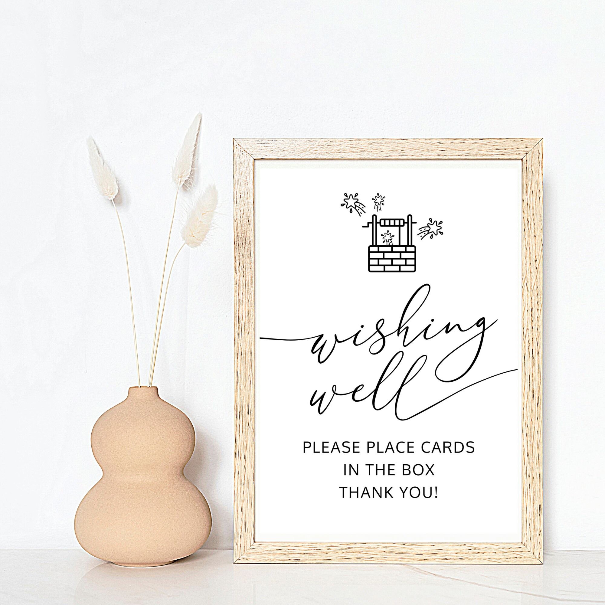 Minimalist Wishing Well Sign, Wedding Honeymoon Fund, Wishing Well Icon ...