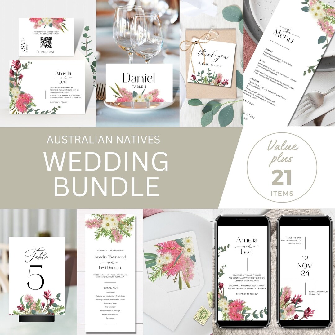 Australian Natives Wedding Bundle INSTANT DOWNLOAD Wedding Templates ...