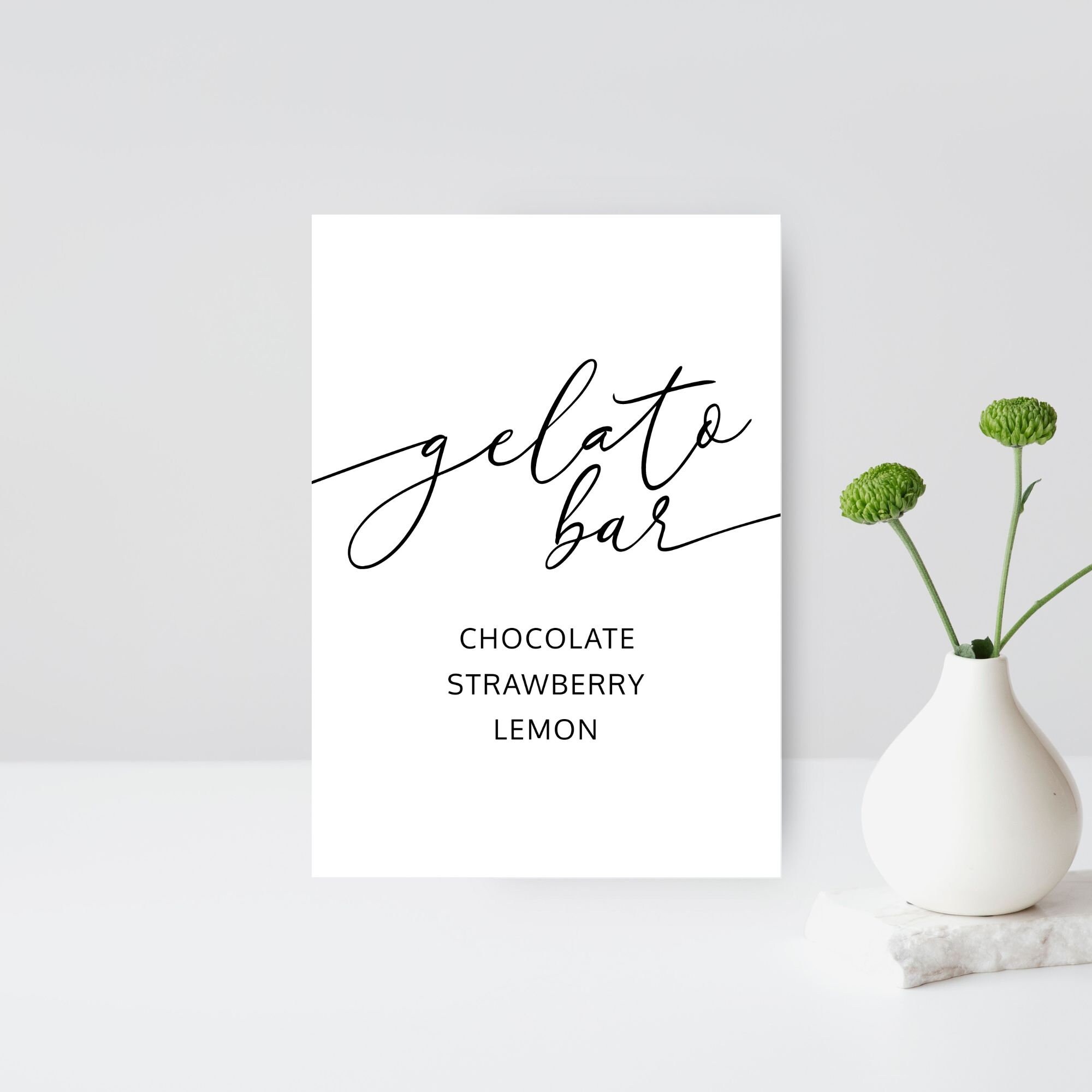 Gelato Ice Cream Bar Sign, Sundae, Icecream Sign, Minimalist Wedding ...