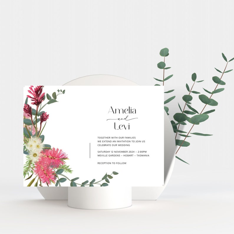 Wedding Invitation, Australian Native Flowers, INSTANT DOWNLOAD ...
