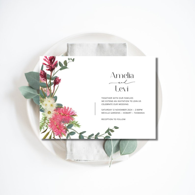 Wedding Invitation, Australian Native Flowers, INSTANT DOWNLOAD ...