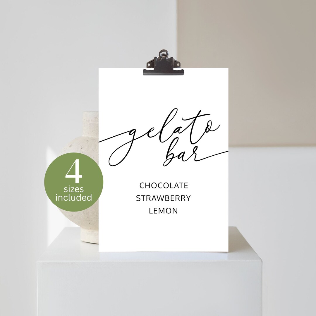 Gelato Ice Cream Bar Sign, Sundae, Icecream Sign, Minimalist Wedding ...