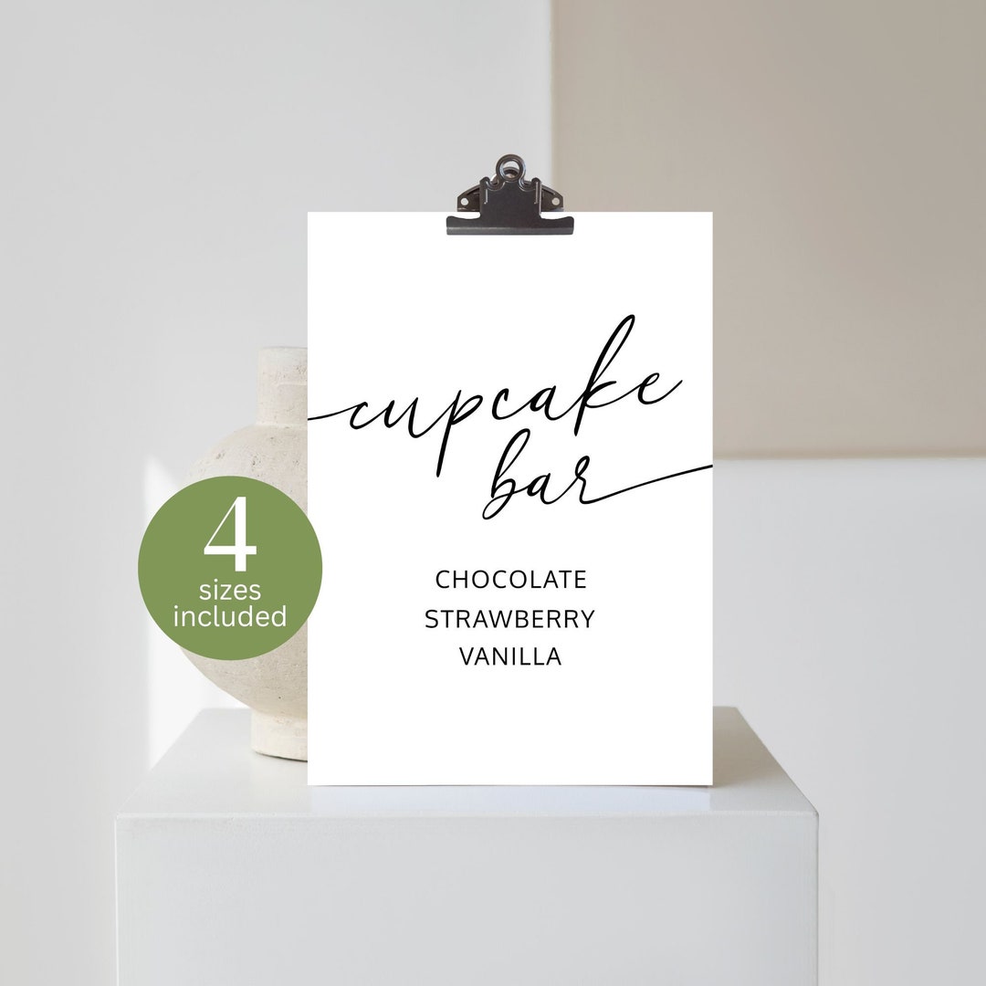 Minimalist Cupcake Bar Sign, Cup Cake Sign, DIY Wedding, Printable ...