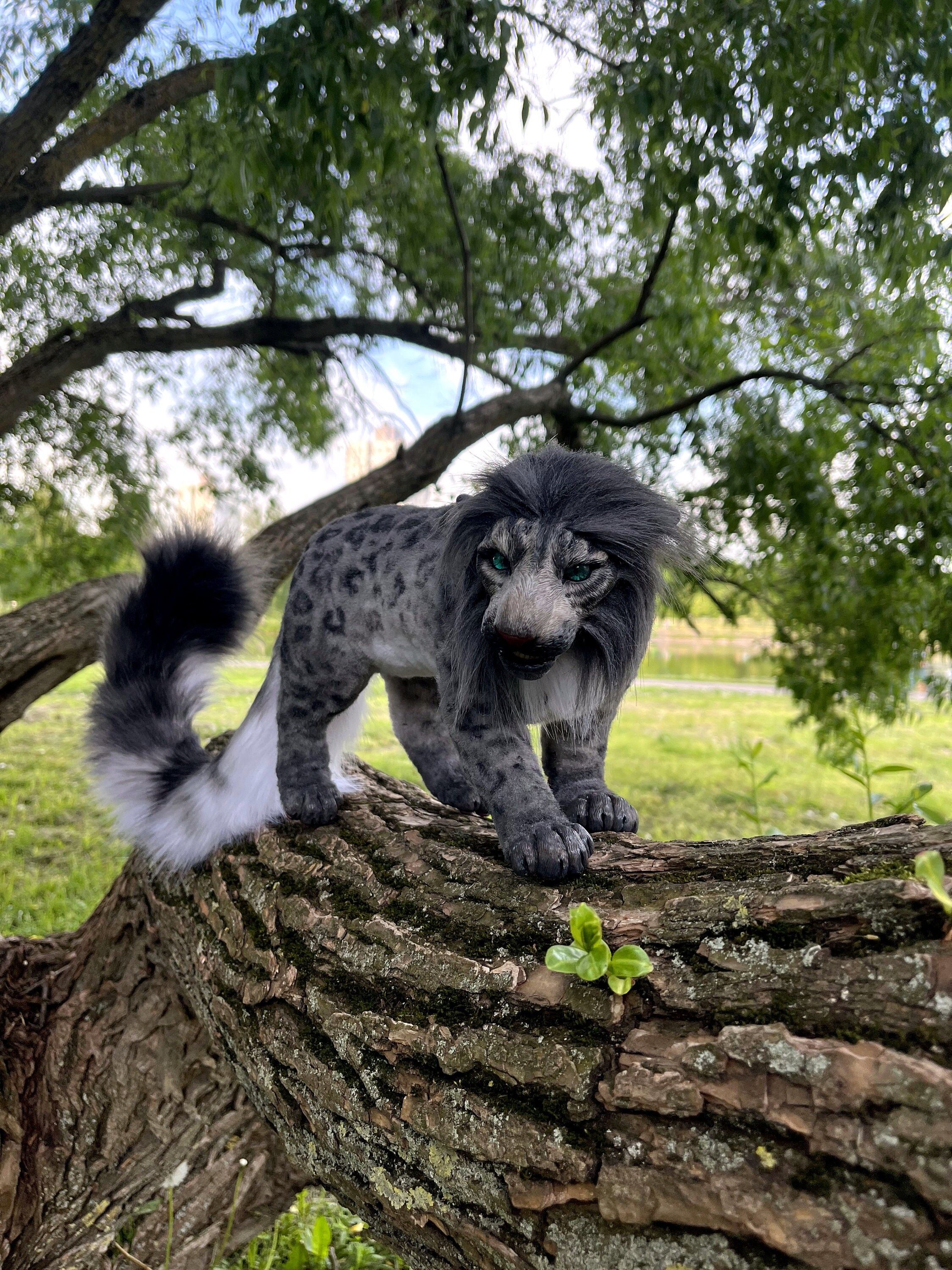 Art Doll Cat Poseable Fantastic Wild Cat Art Doll Snow Leopard Fluffy ...