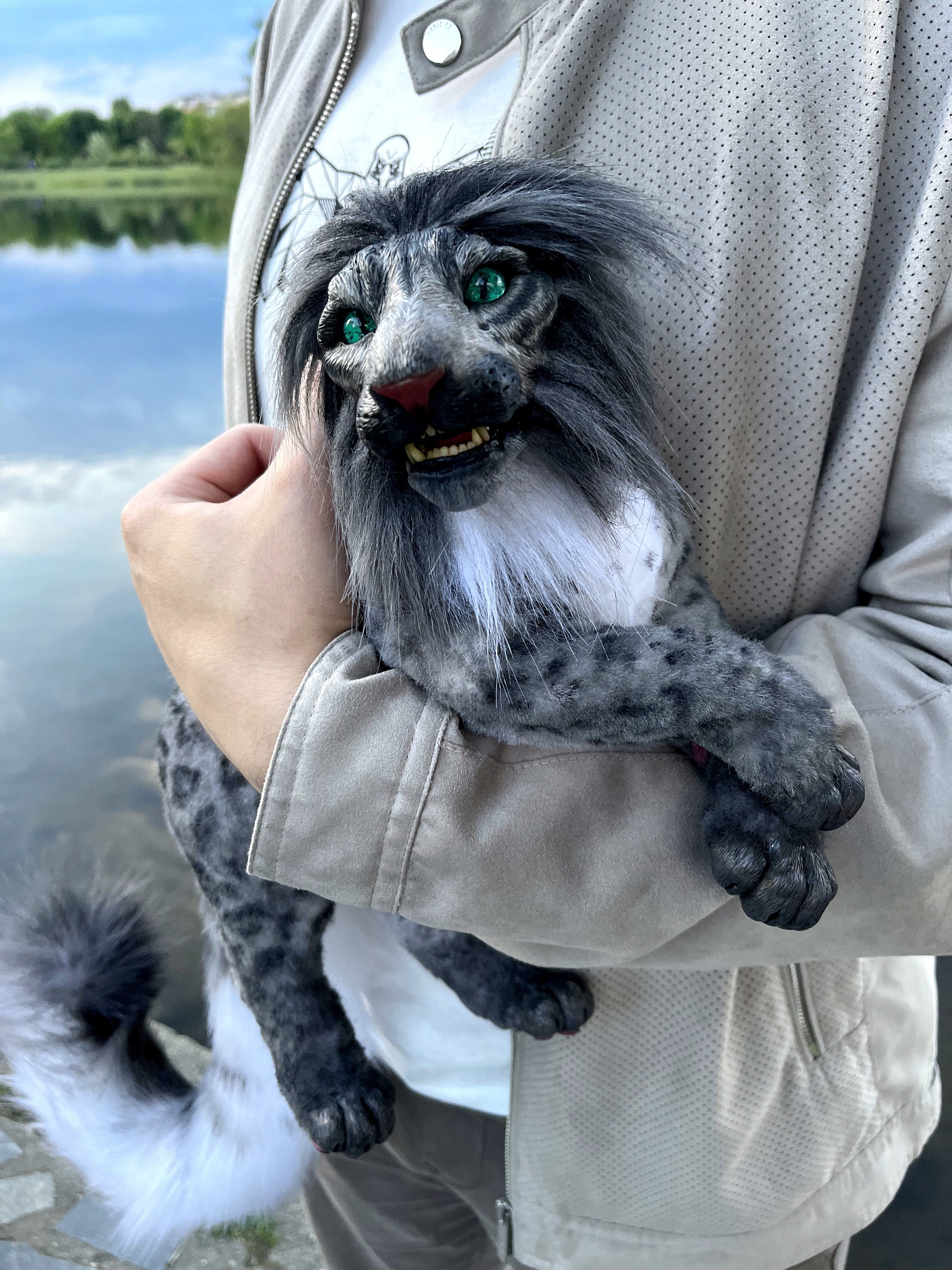 Art Doll Cat Poseable Fantastic Wild Cat Art Doll Snow Leopard Fluffy ...