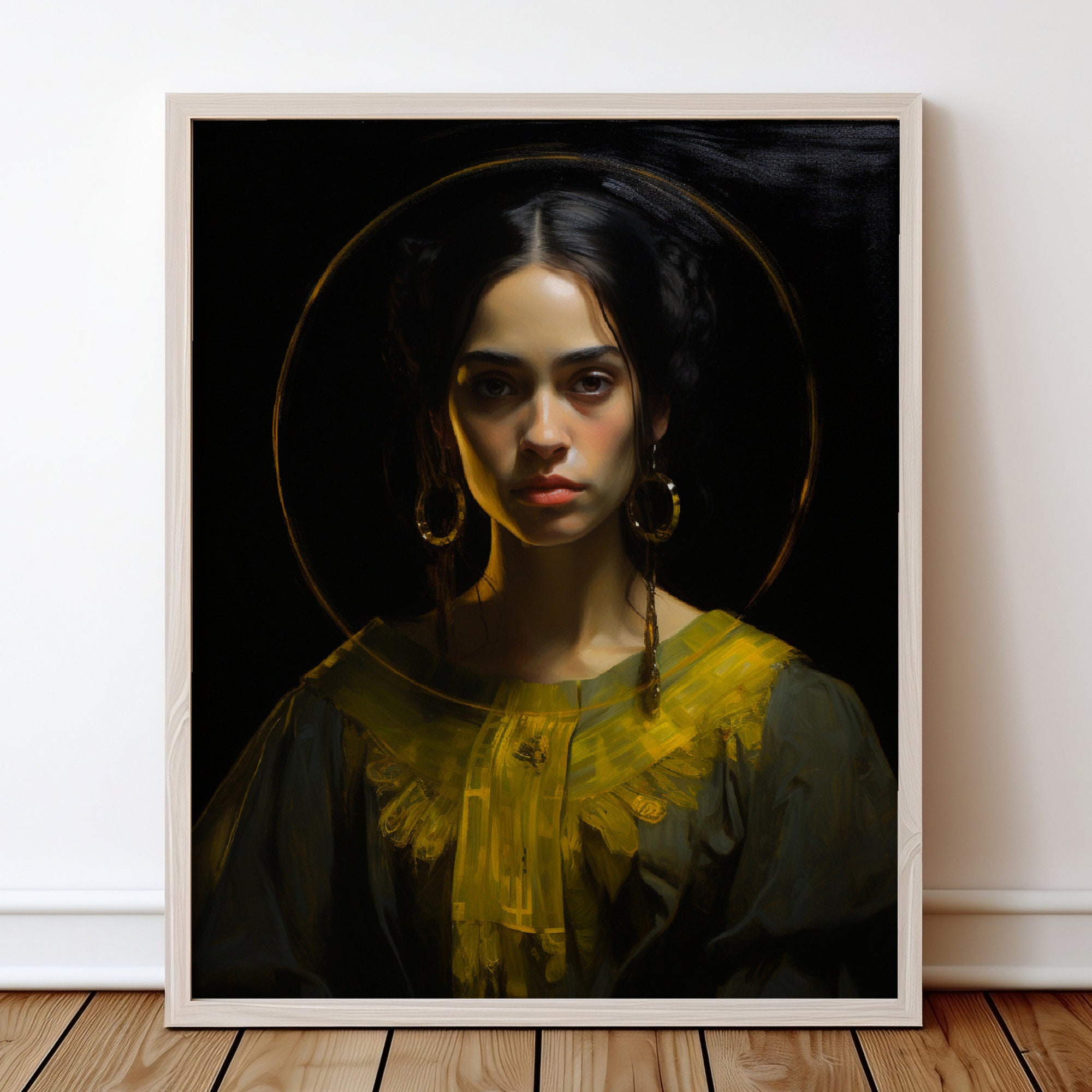 Printable Moody Latina Woman Portrait Ai-generated Vintage Printable ...