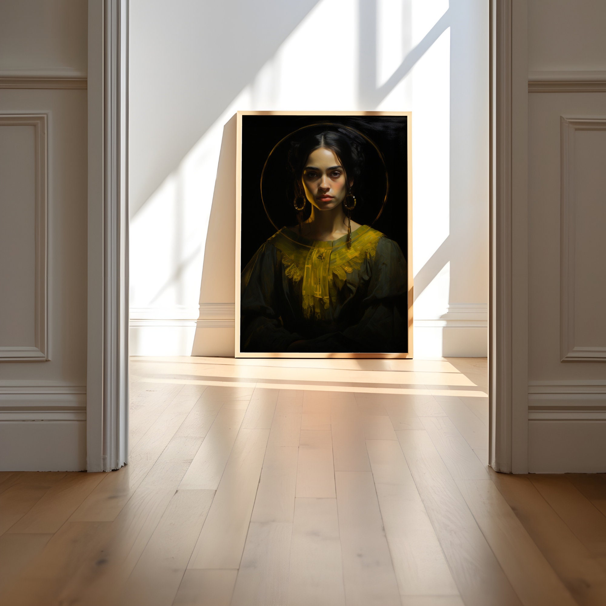 Printable Moody Latina Woman Portrait Ai-generated Vintage Printable ...