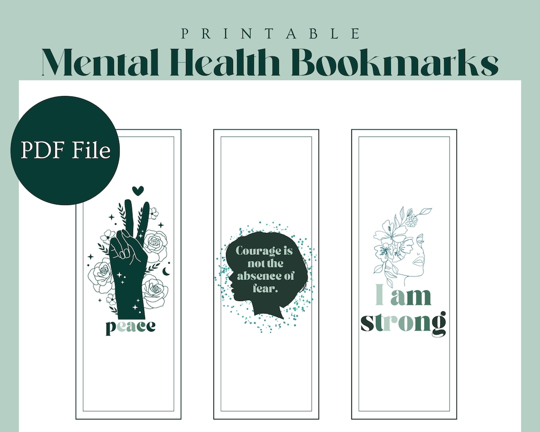 Bookmark Printable Bookmarks Mental Health Bookmarks for - Etsy