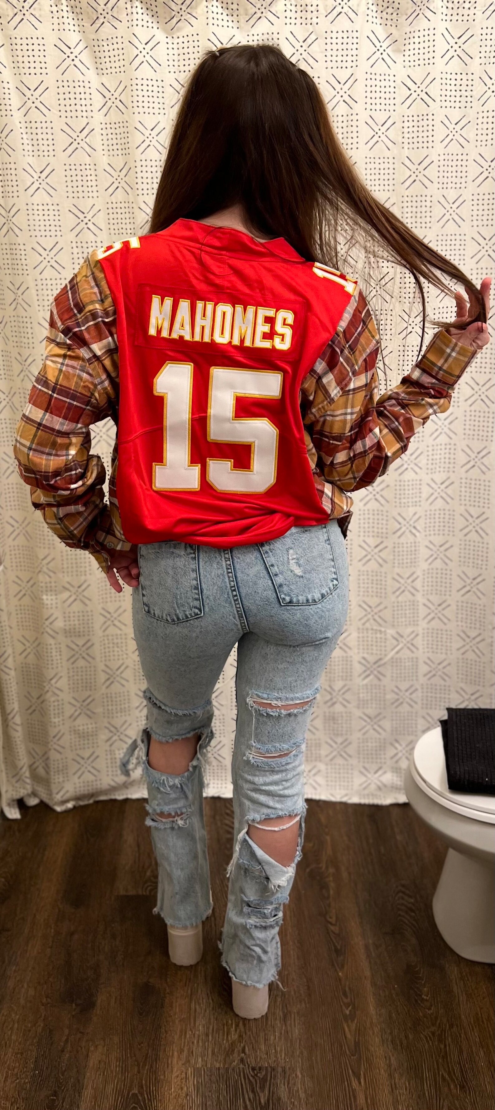 Women’s Kansas City Chiefs-mahomes Flannel Jersey - Etsy