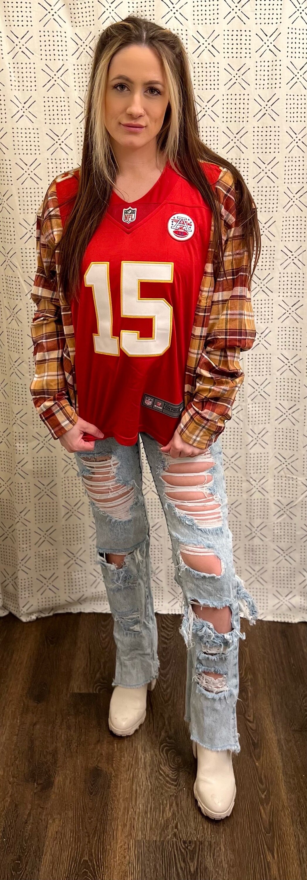 Women’s Kansas City Chiefs-mahomes Flannel Jersey - Etsy