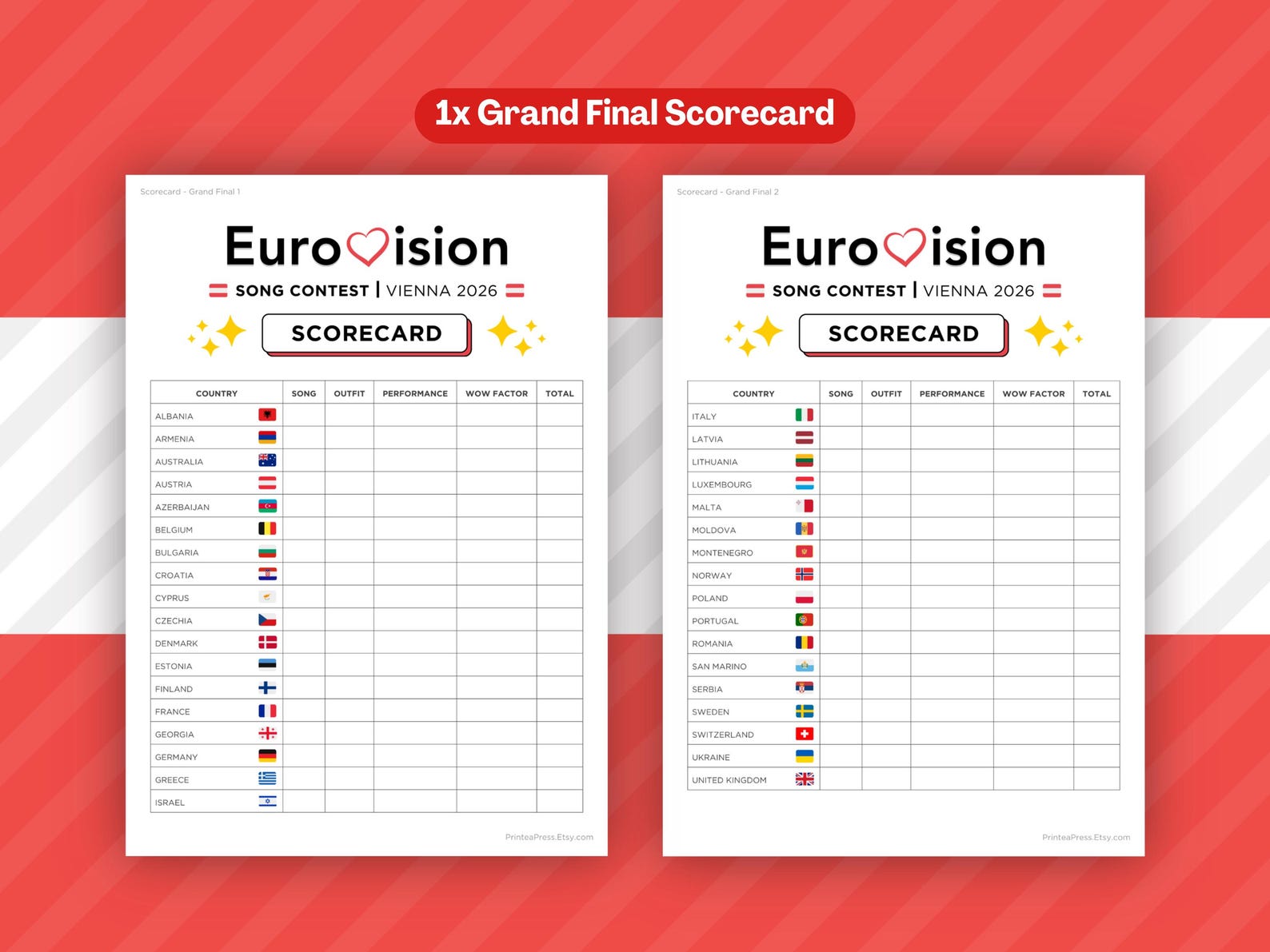 Eurovision 2026 Scorecards | Semi-finals & Grand Final | Eurovision ...