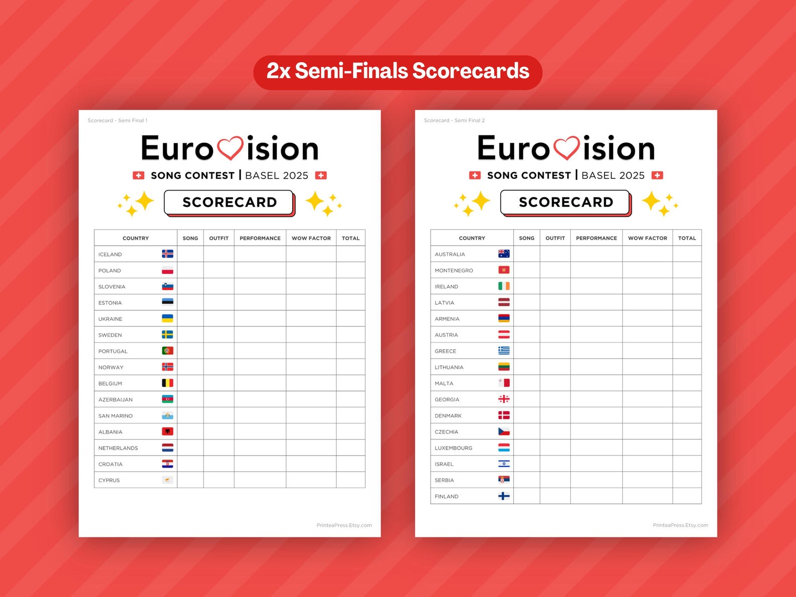 Eurovision 2025 Scorecards | Semi-finals & Grand Final | Eurovision ...