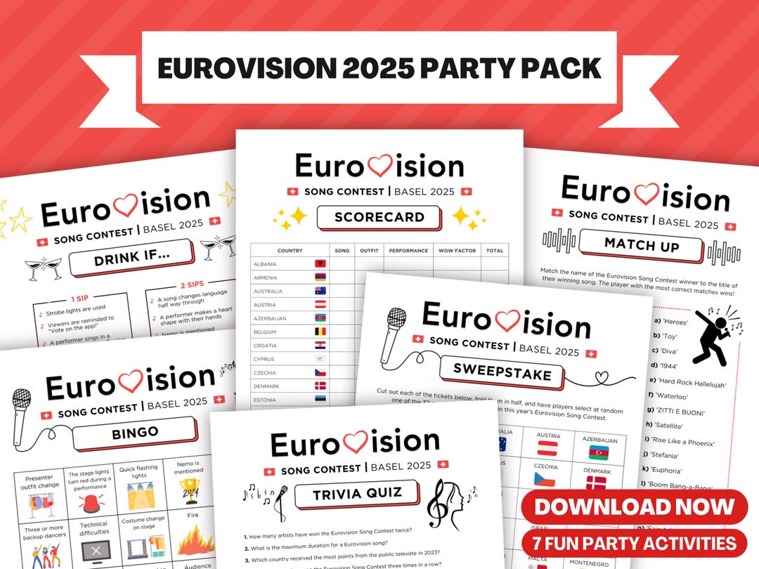 Eurovision 2025 Party Pack | Party Bundle | Eurovision Song Contest ...