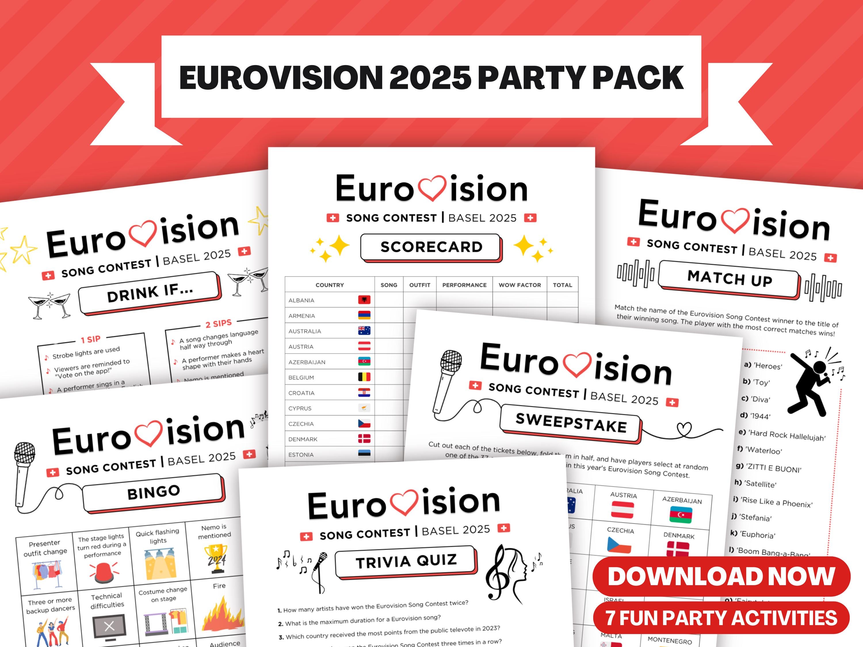 Eurovision 2025 Party Pack | Party Bundle | Eurovision Song Contest ...