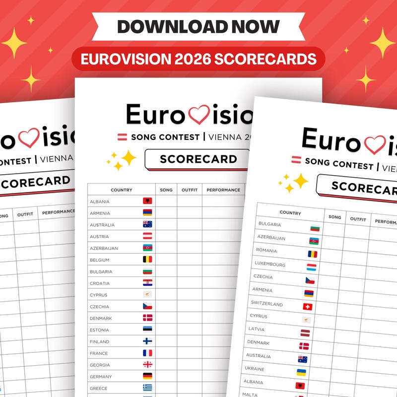 Eurovision Scorecards 2026 - Etsy UK