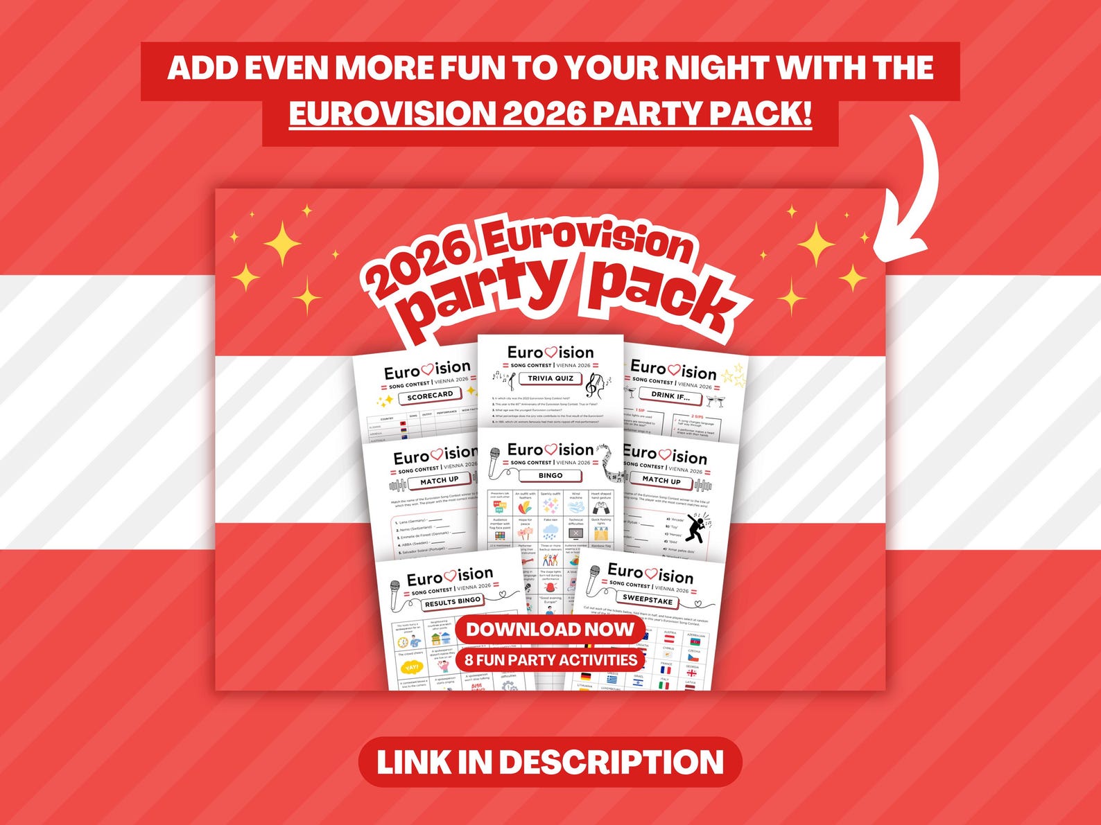 Eurovision 2026 Sweepstake Kit | Eurovision Song Contest Party Game ...