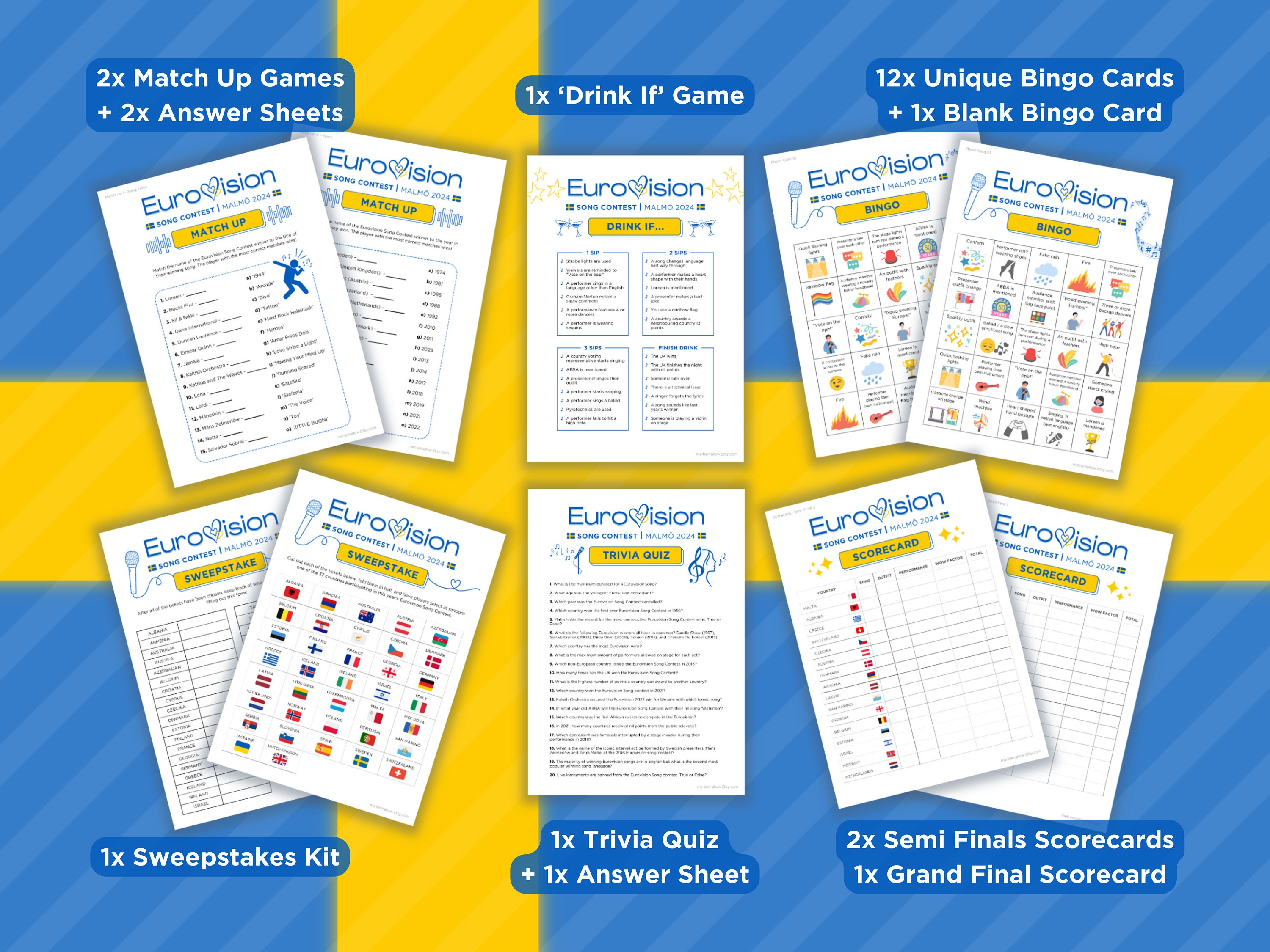 Eurovision 2024 Party Pack Party Bundle Eurovision Song Contest Party ...