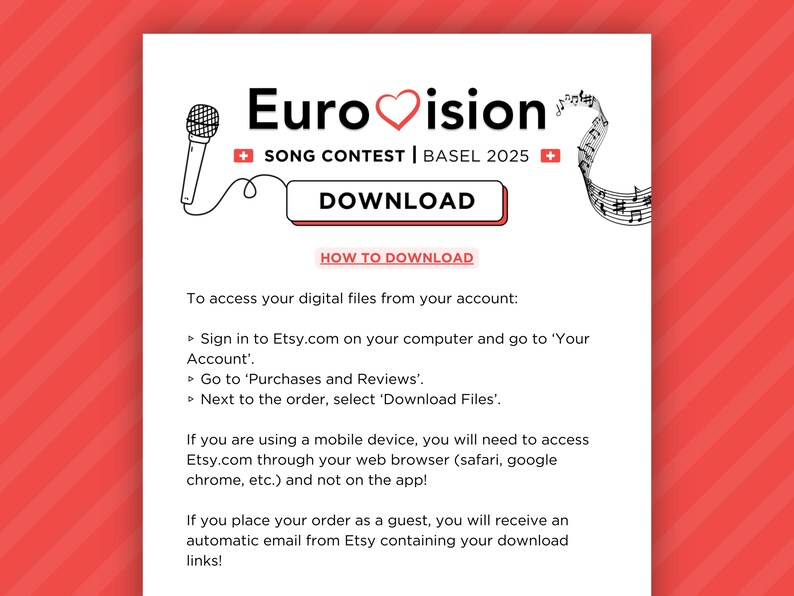 Eurovision 2025 Sweepstake Kit | Eurovision Song Contest Party Game ...